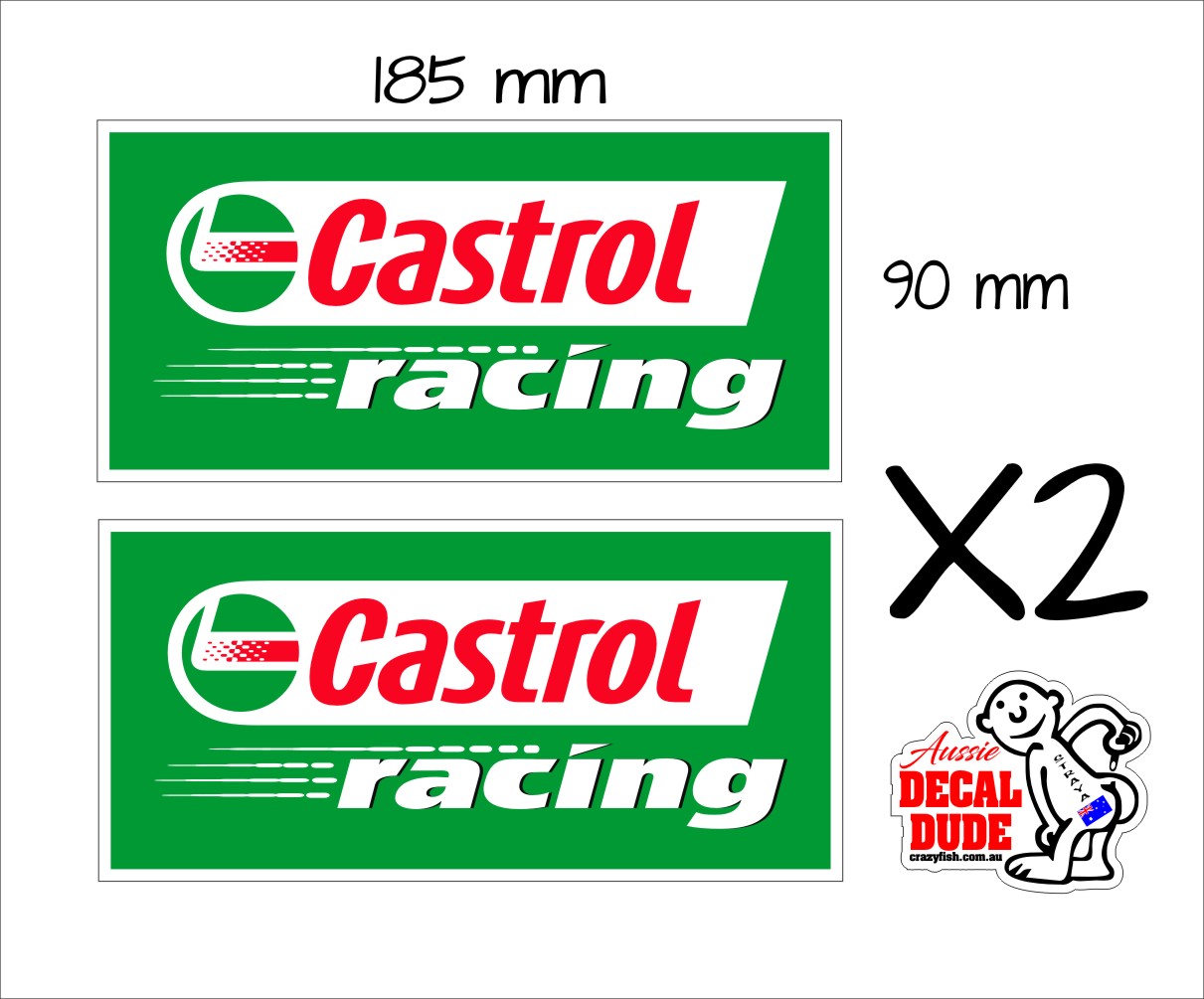 Castrol Racing Stickers TWO (2) 185 x 95 mm each - Crazy Fish
