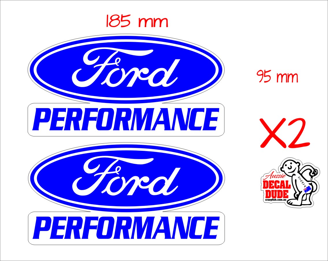 Ford Performance Stickers TWO (2) 185 x 95 mm each - Crazyfish