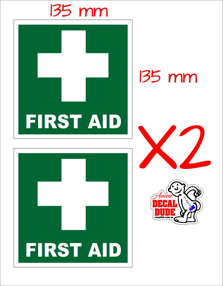 First Aid Stickers TWO (2) 135 mm each - Crazy Fish