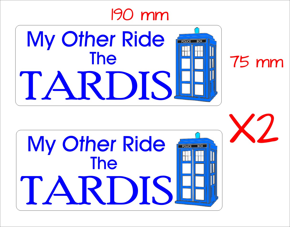 Other Ride TARDIS Stickers TWO (2) 190 x 75 mm each - Crazy Fish