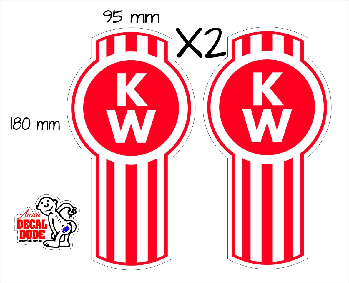 Kenworth Stickers TWO (2) 180 x 95 mm each - Crazy Fish