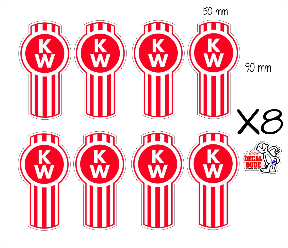 Kenworth Stickers EIGHT (8) 90 x 50 mm each - Crazy Fish