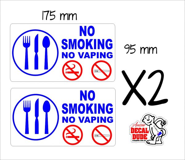 NO SMOKING NO VAPING stickers TWO 175 x 95 - Crazy Fish