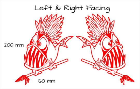 Fighting Fish decals TWO (2) 200 x 160 mm each choose your color ...