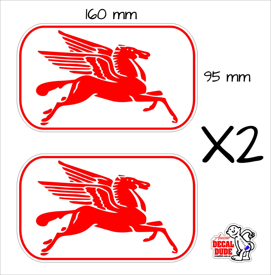 Pegasus Stickers TWO (2) 160 x 95 mm each - Crazy Fish