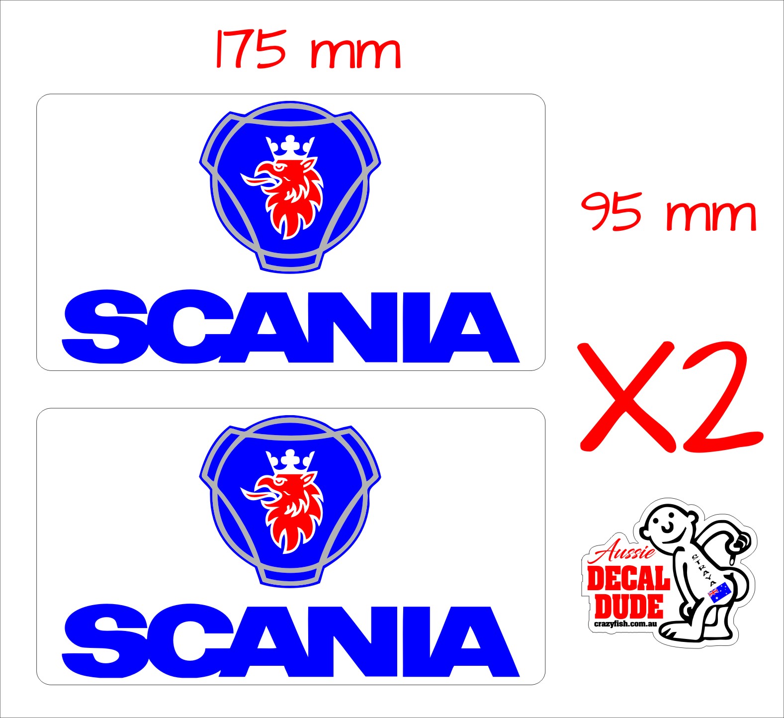 Scania Trucks Stickers TWO (2) 175 x 95 mm each - Crazy Fish