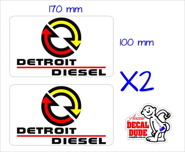 Detroit Diesel Stickers TWO (2) 170 x 100 mm each - Crazy Fish