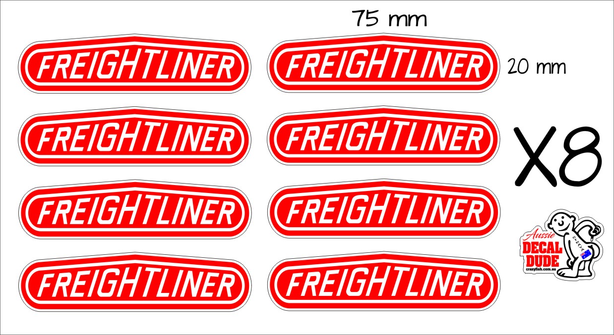 Freightliner Stickers EIGHT (8) 75 x 20 mm each - Crazyfish