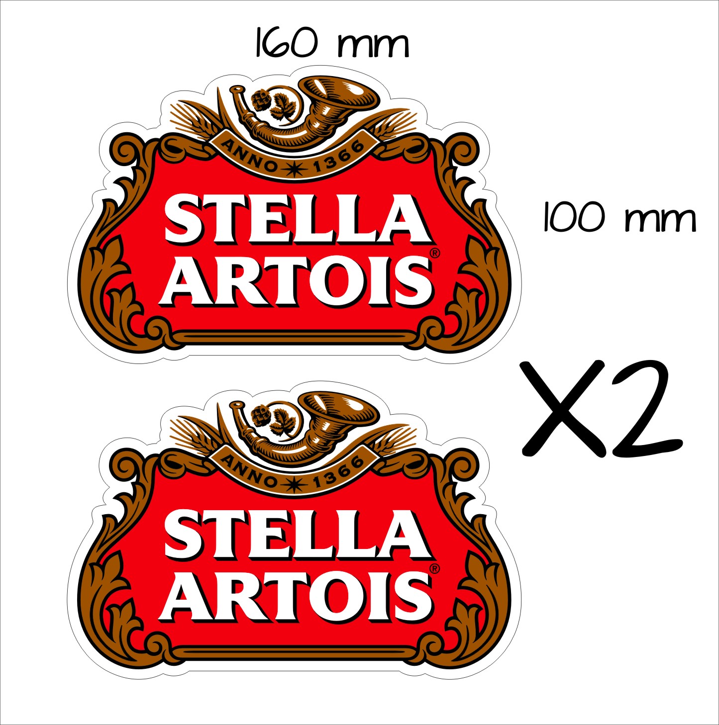 STELLA beer Stickers TWO (2) 160 x 100 each - Crazy Fish