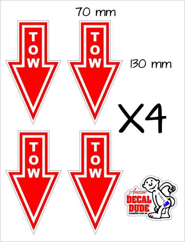 TOW POINT Indicator Stickers FOUR (4) 130 X 70 mm - Crazy Fish
