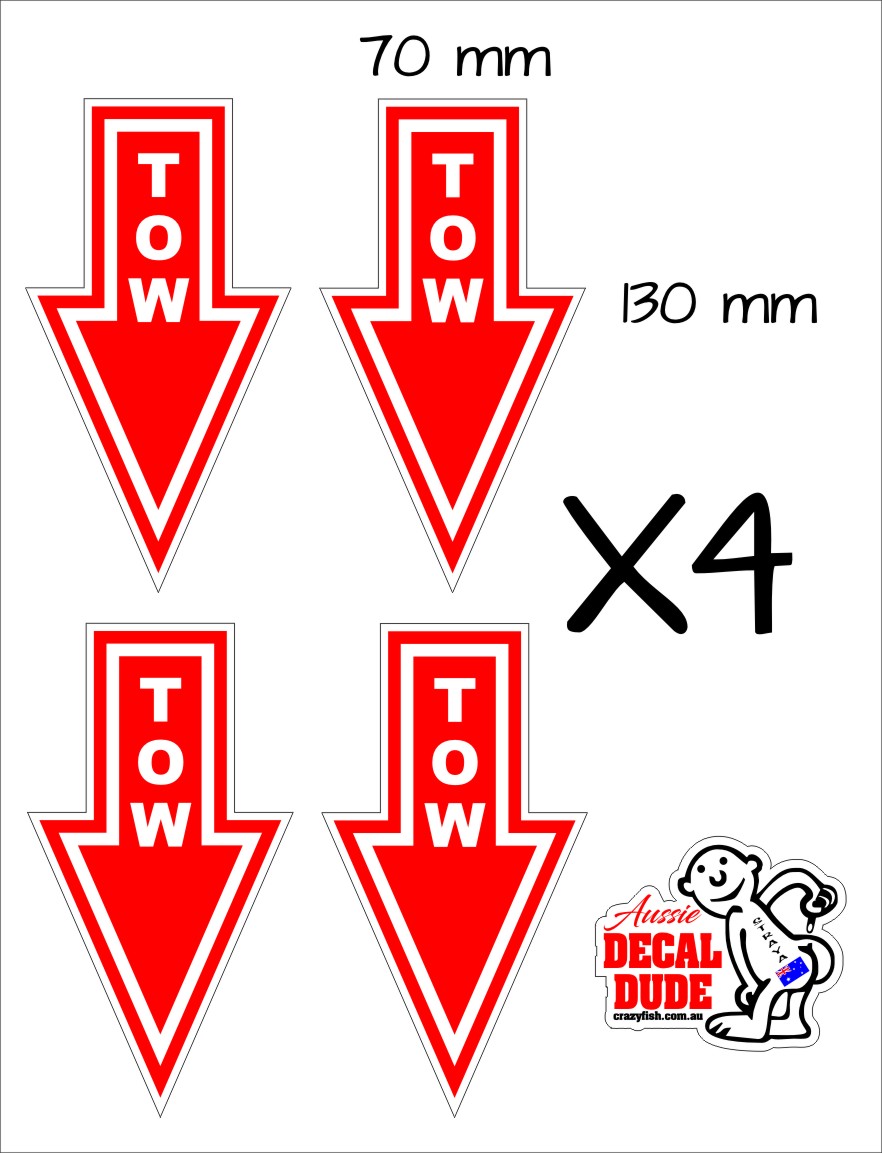 TOW POINT Indicator Stickers FOUR (4) 130 X 70 mm - Crazy Fish