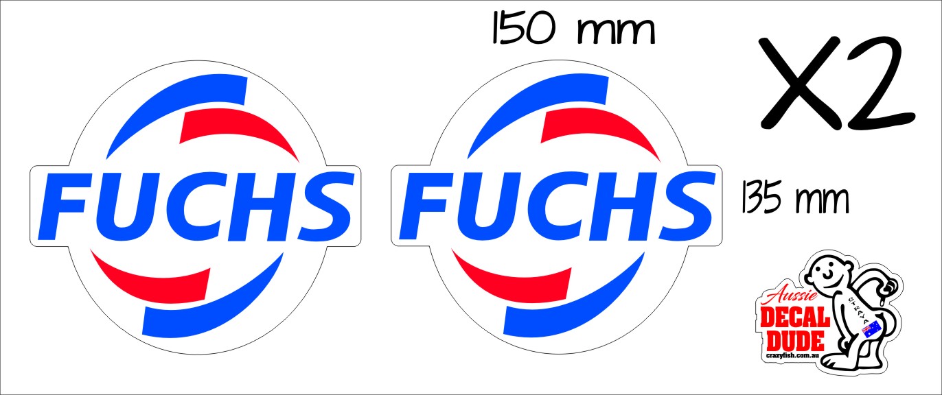FUCHS Stickers TWO (2) 150 x 135 mm each - Crazy Fish