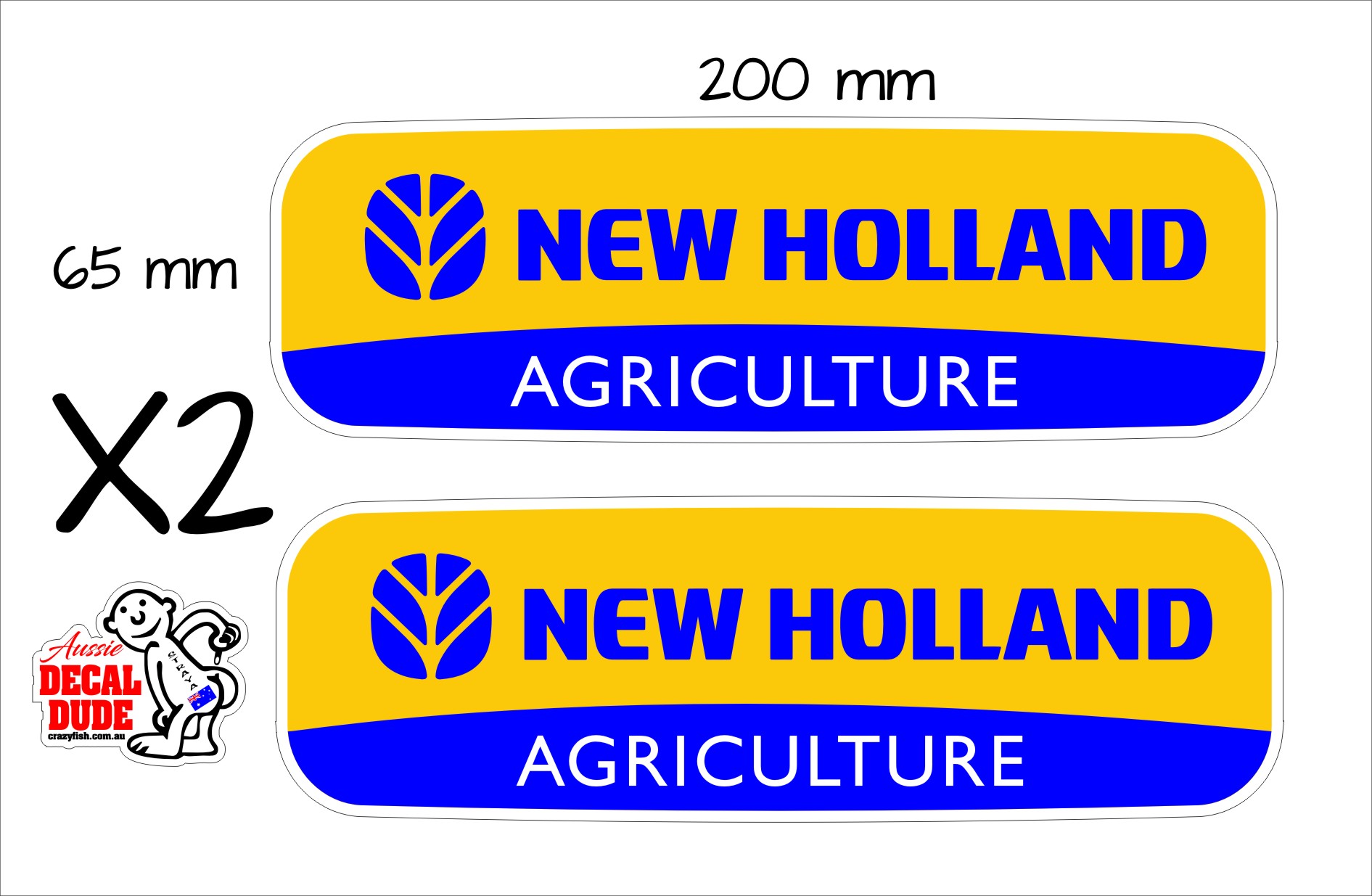 NEW HOLLAND Stickers TWO (2) 200 x 65 mm each - Crazyfish