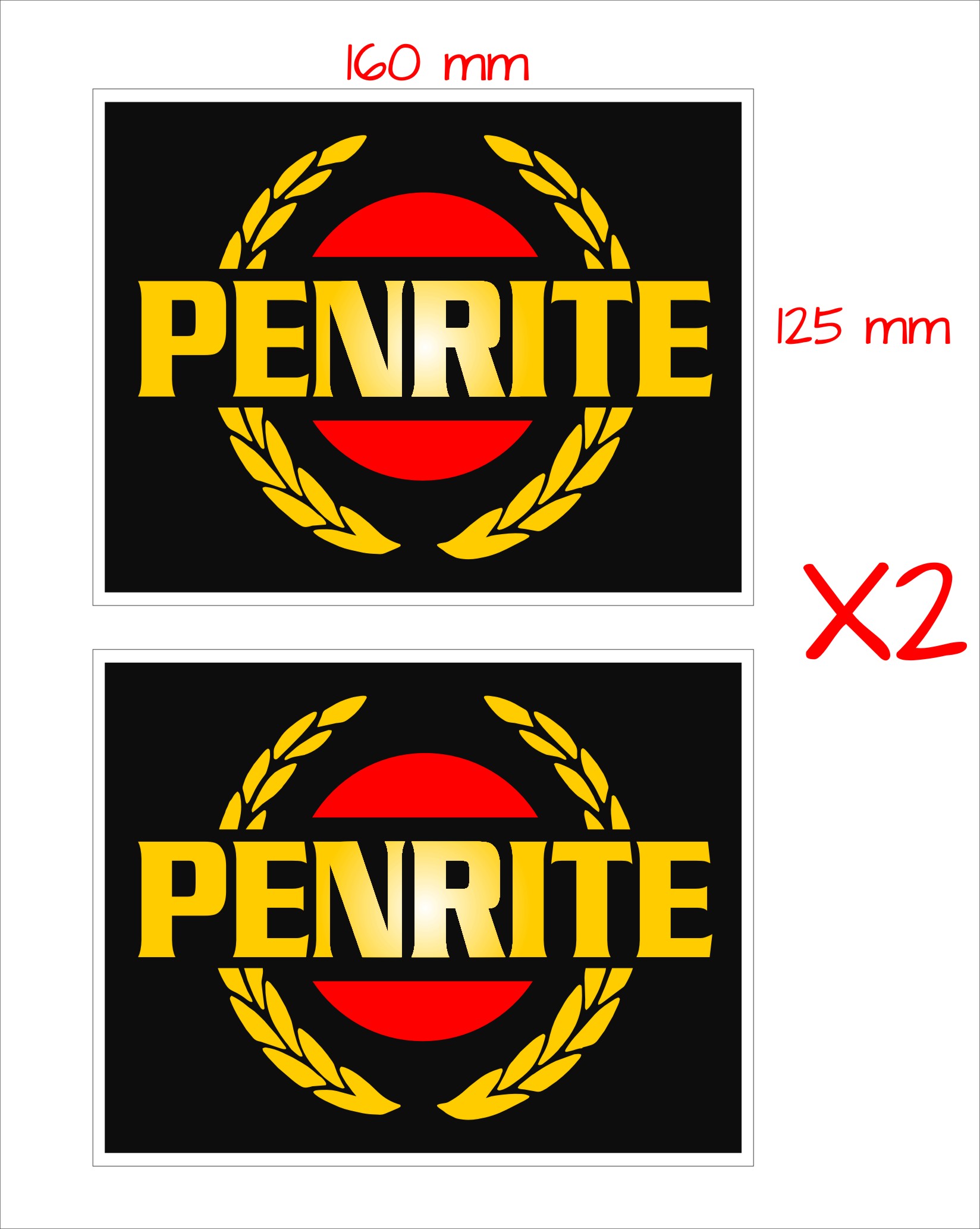 PENRITE Stickers TWO (2) 160 x 125 mm each - Crazy Fish
