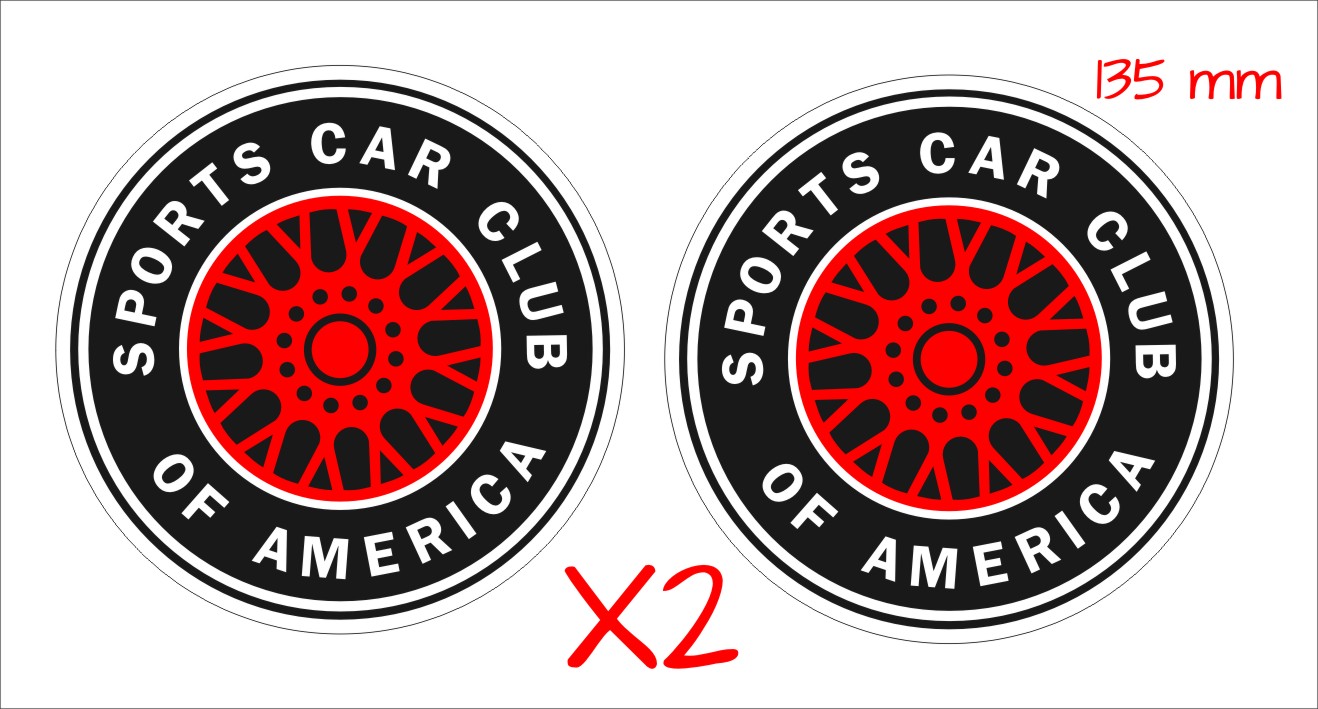 SCCA retro Sticker s TWO (2) 135 mm each - Crazy Fish