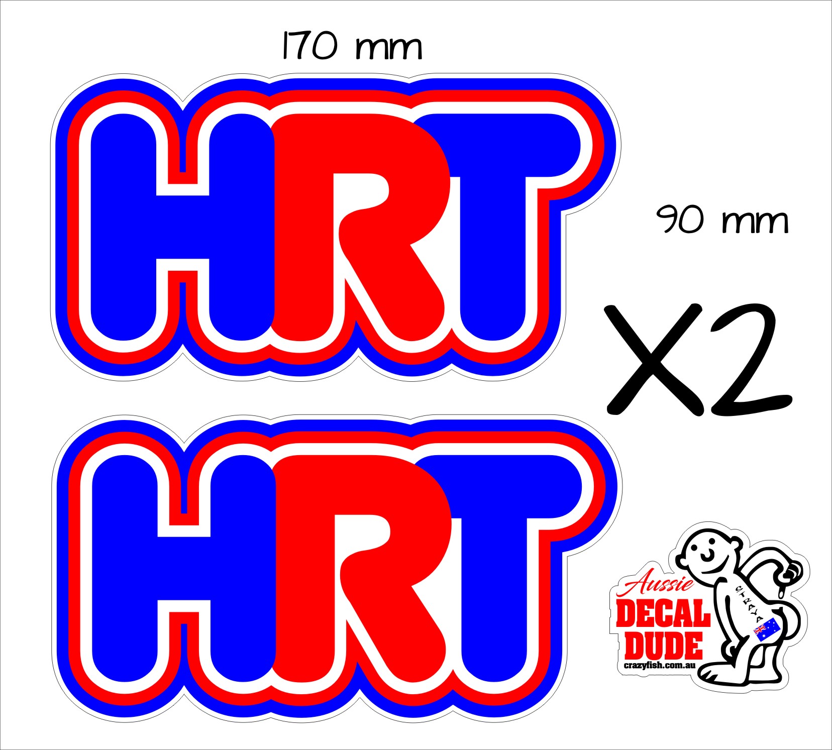 HRT Stickers blue/red TWO (2) 170 x 90 mm each - Crazy Fish