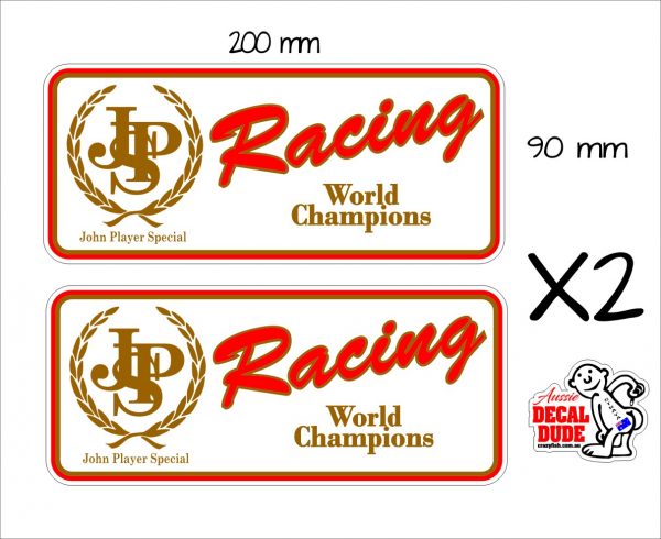 John Player Special Racing Stickers TWO (2) 200 x 90 mm each - Crazy Fish