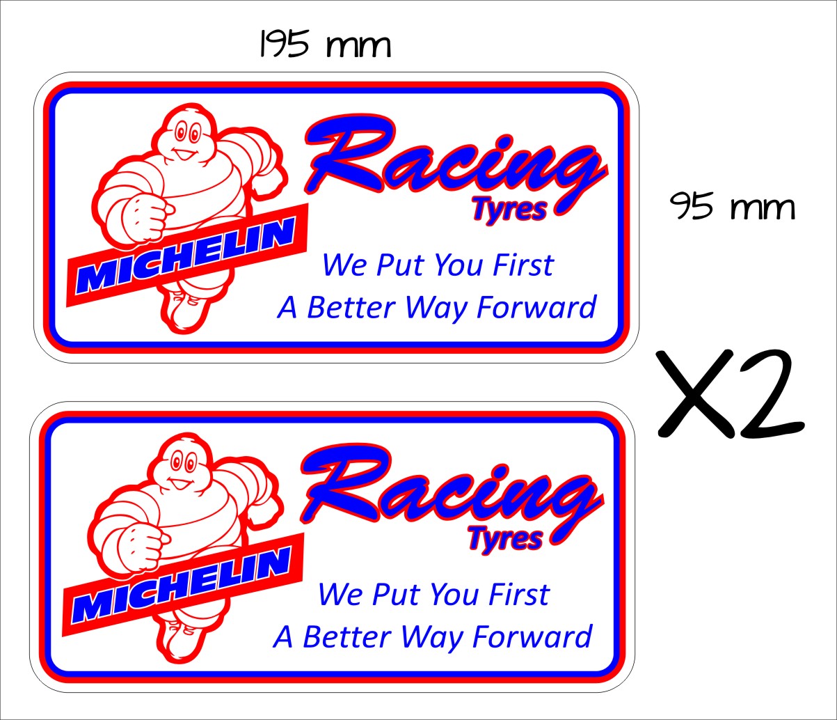 MICHELIN retro Racing Stickers TWO (2) 200 x 95 mm each - Crazy Fish