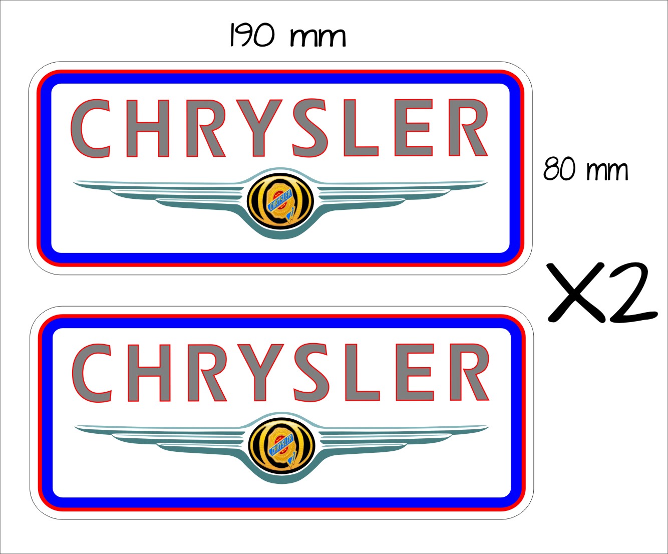 Chrysler retro Stickers TWO (2) 190 x 80 mm each - Crazy Fish