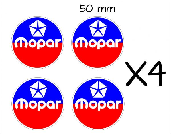 Mopar Stickers FOUR (4) suit 50 mm rim caps PREMIUM QUALITY - Crazy Fish