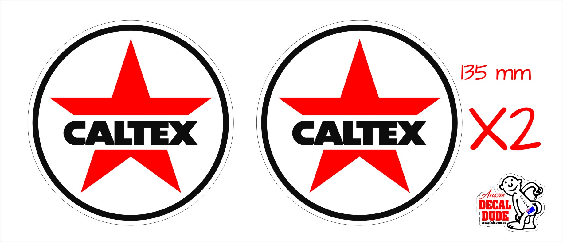 Caltex Stickers TWO (2) 135 mm each - Crazy Fish