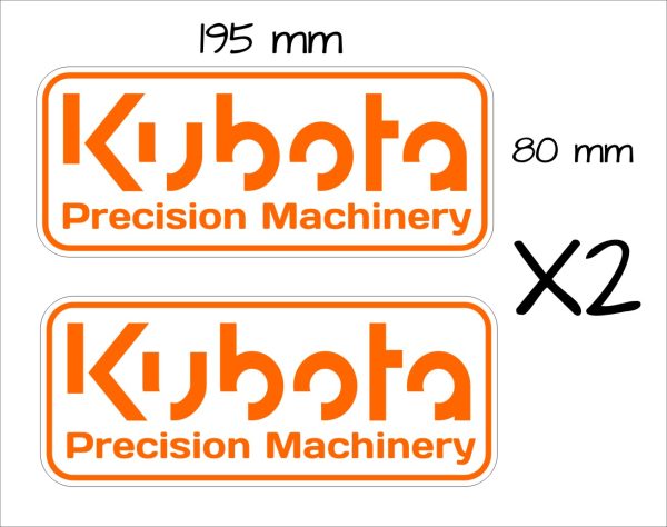 KUBOTA Stickers TWO (2) 195 x 80 mm each - Crazy Fish