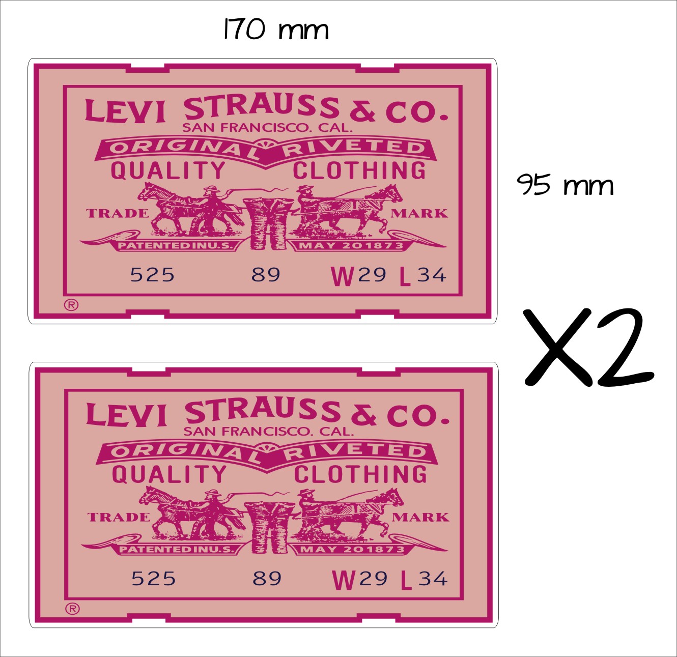 Levi Strauss Stickers TWO (2) 170 x 95 mm each - Crazy Fish