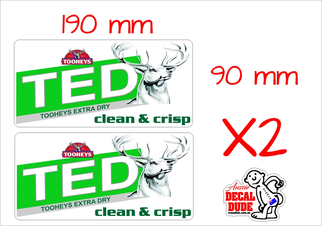 TED beer Stickers TWO (2) 190 x 90 mm each - Crazy Fish
