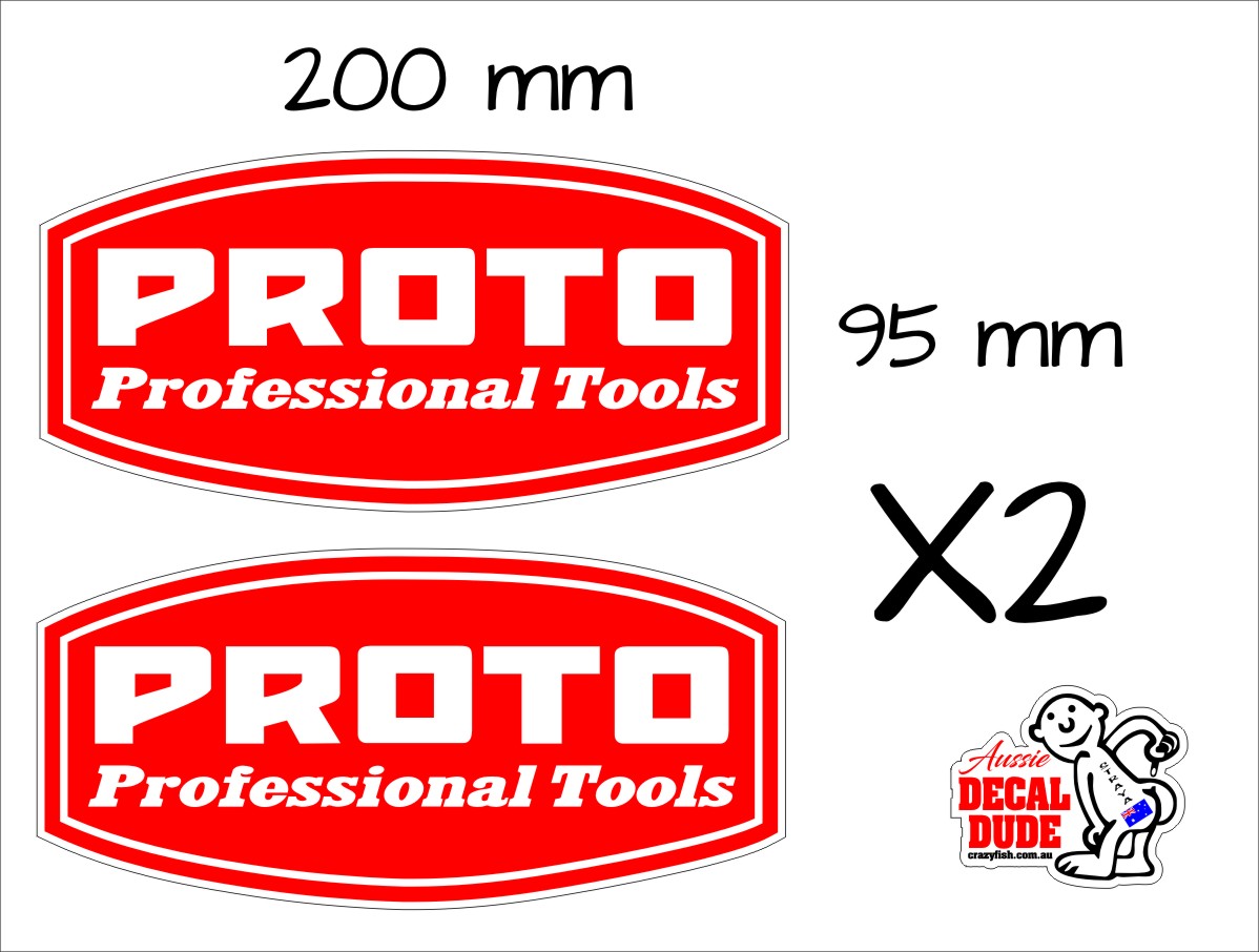 Proto Stickers TWO (2) 200 x 95 mm each - Crazy Fish