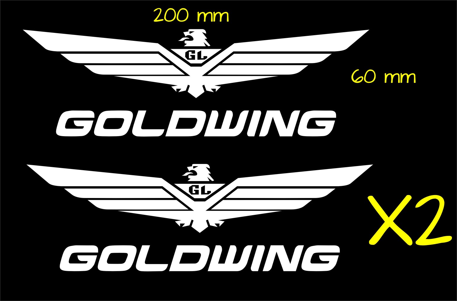 Goldwing vinyl decals TWO (2) 200 x 60 mm each, choose your color ...
