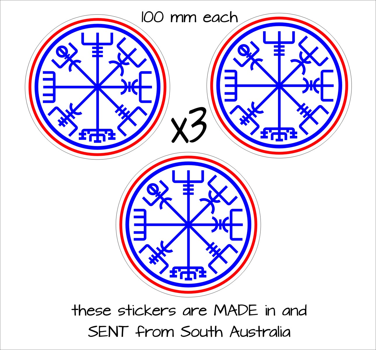 Nordic Compass Stickers THREE (3) 100 mm each - Crazyfish