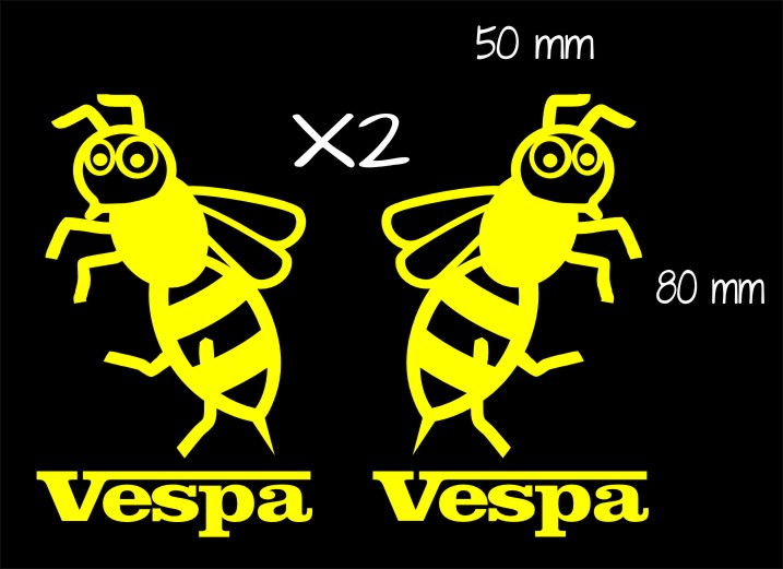 Vespa decals TWO (2) 80 x 50 mm each choose your color - Crazy Fish