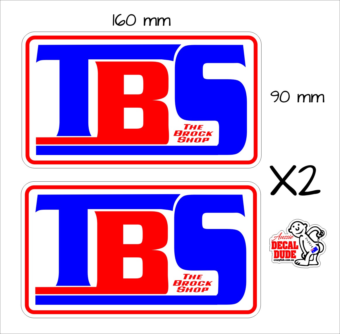 The Brock Shop Stickers TWO (2) 160 x 90 mm each - Crazy Fish