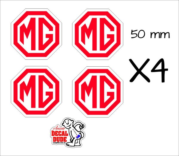MG Stickers FOUR (4) 50 mm each - Crazy Fish