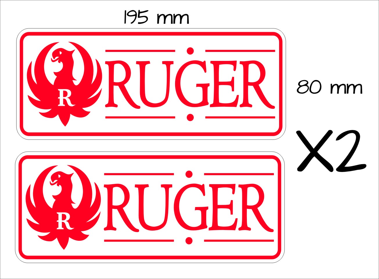 Ruger Stickers TWO (2) 195 x 80 mm each - Crazy Fish