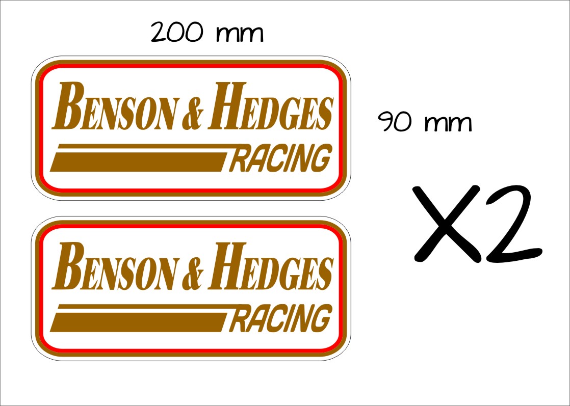 Benson & Hedges retro Racing Stickers TWO (2) 200 x 90 mm each - Crazyfish