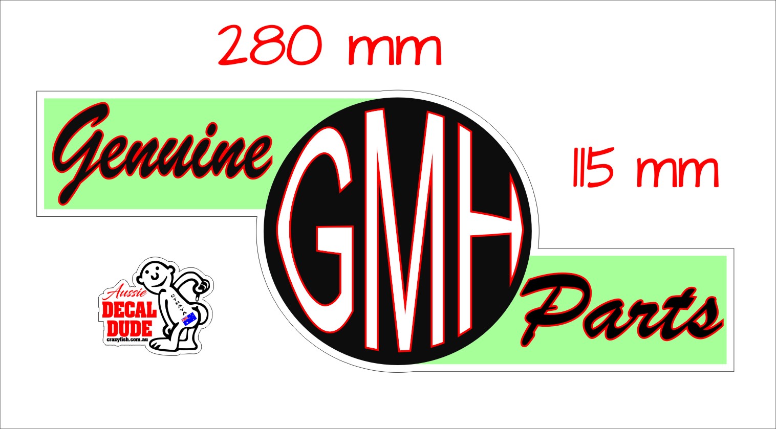 Genuine GMH Parts Sticker 280 x 115 mm - Crazy Fish