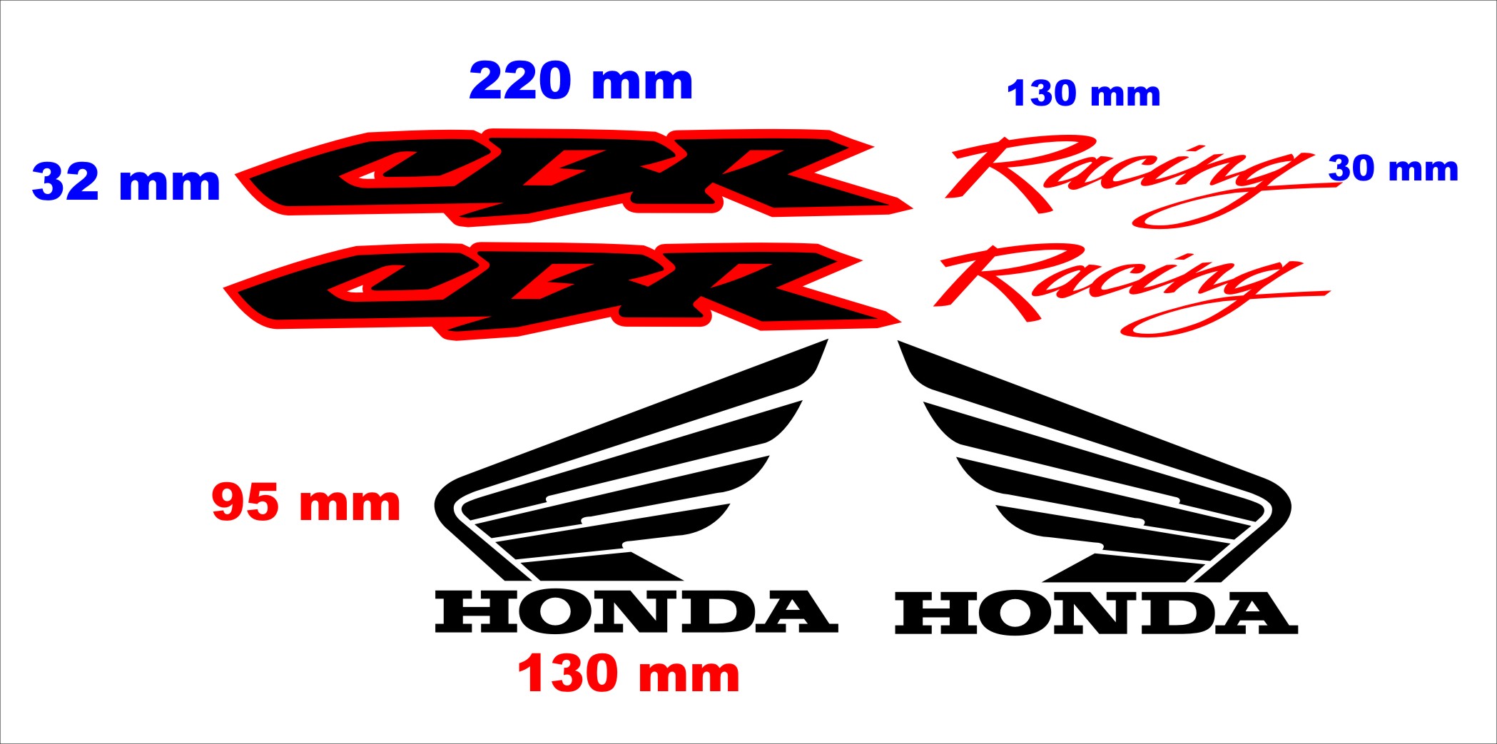 Honda CBR retro vinyl decal kit sizes below CONFIRM your color - Crazyfish