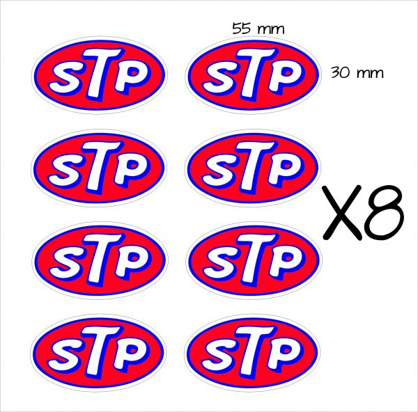 STP Stickers EIGHT (8) 55 x 30 mm each - Crazy Fish