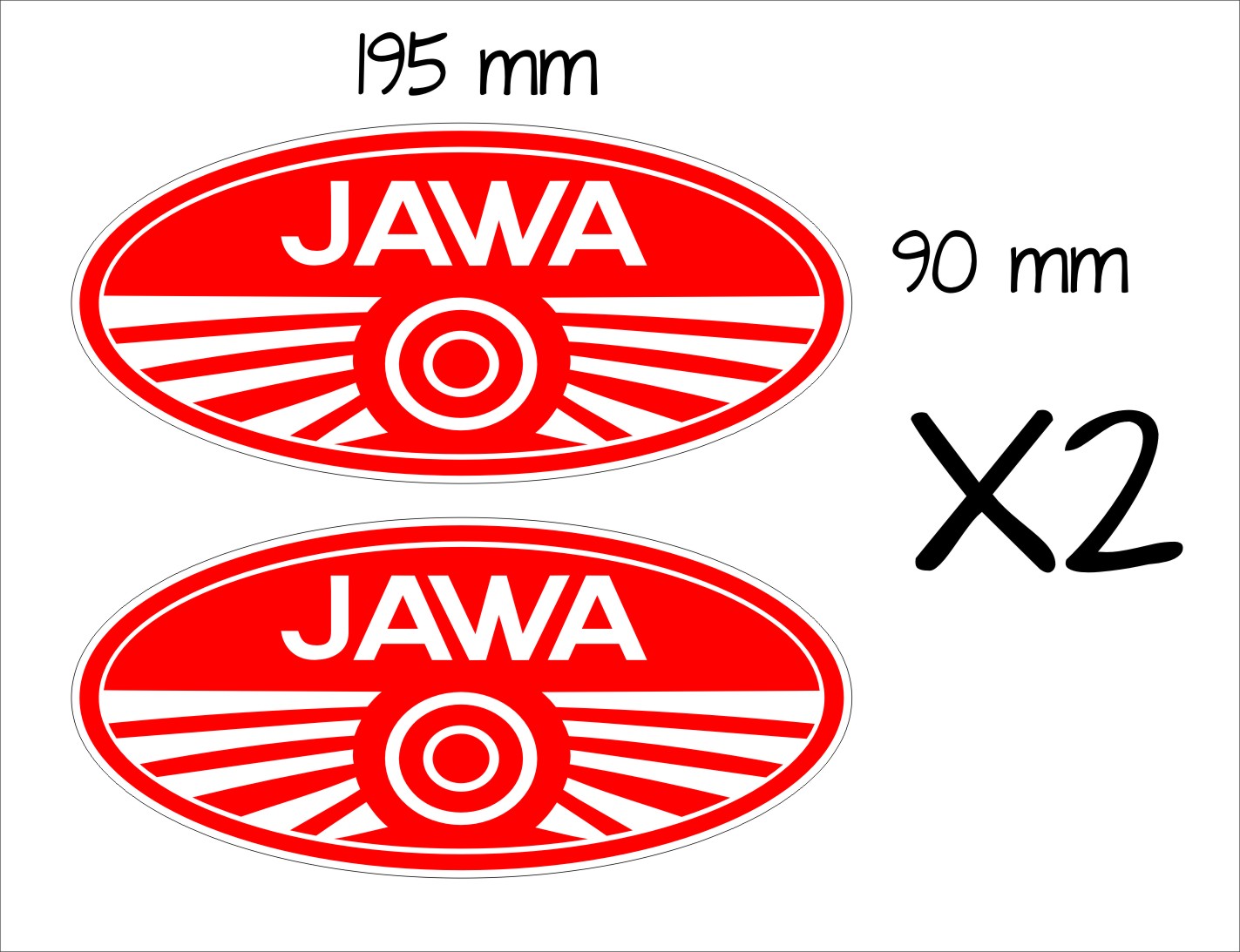 JAWA #2 Stickers TWO (2) 195 x 90 mm each - Crazy Fish