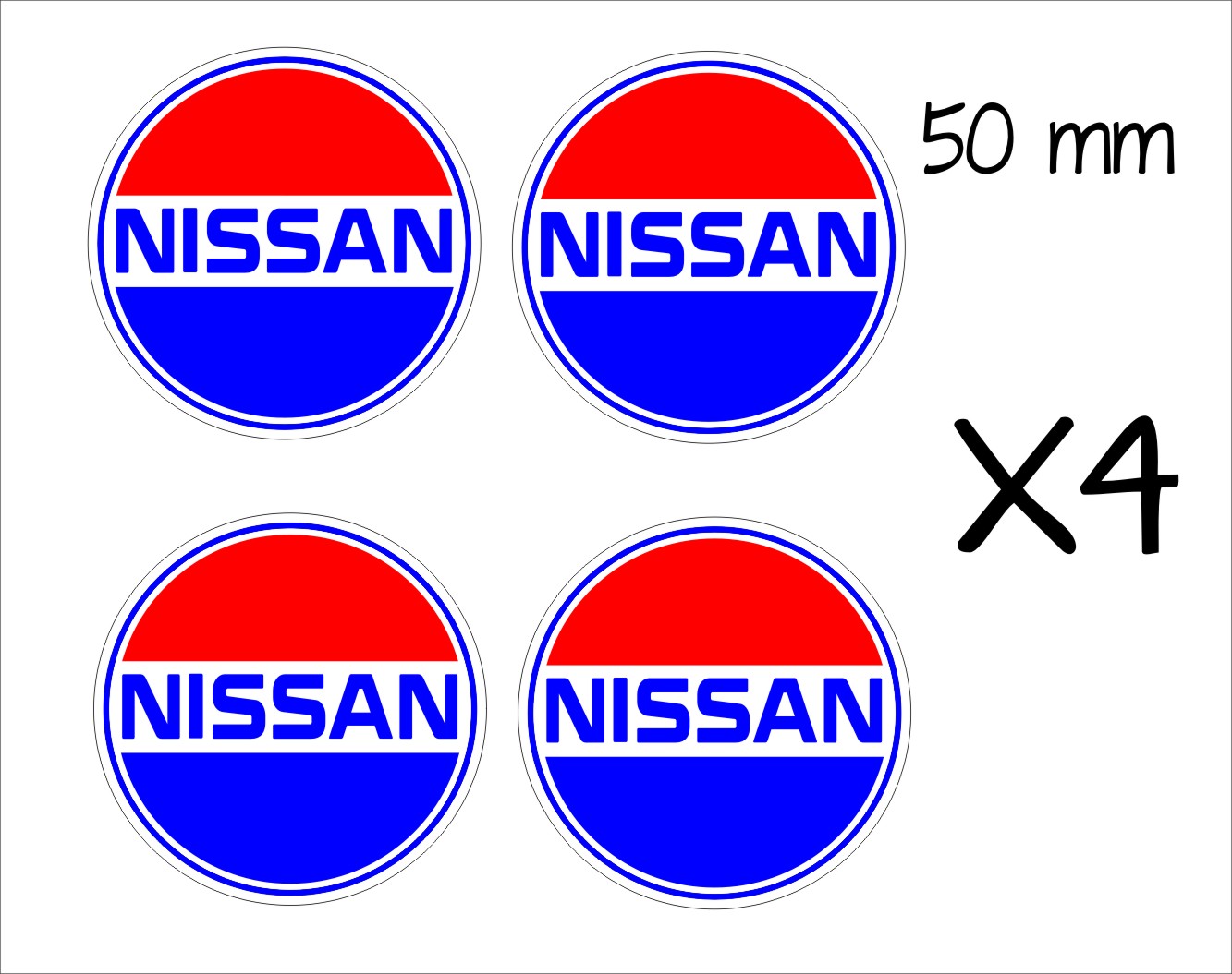 Nissan retro Stickers FOUR (4) 50 mm each - Crazy Fish