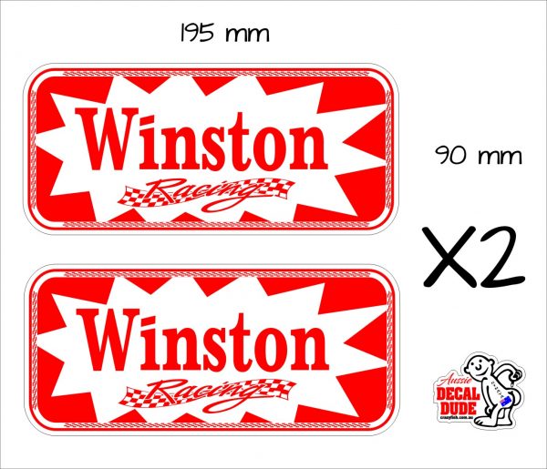 Winston Racing Stickers TWO (2) 195 x 90 mm each - Crazy Fish