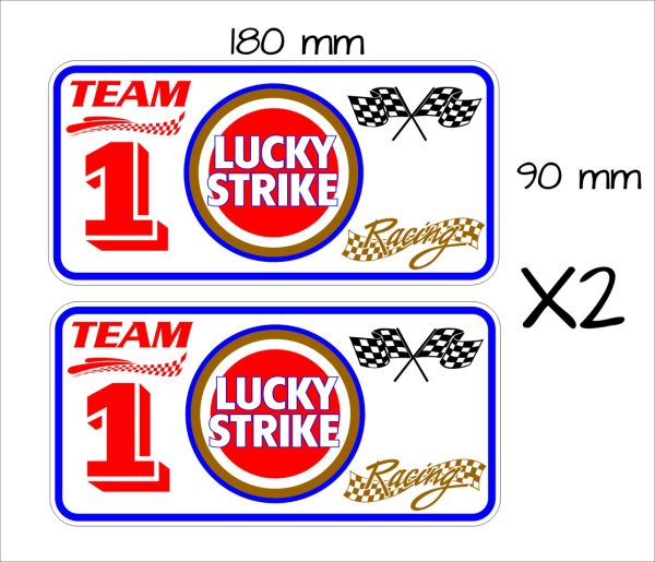 Lucky Strike retro Stickers TWO (2) 180 x 90 mm each - Crazy Fish