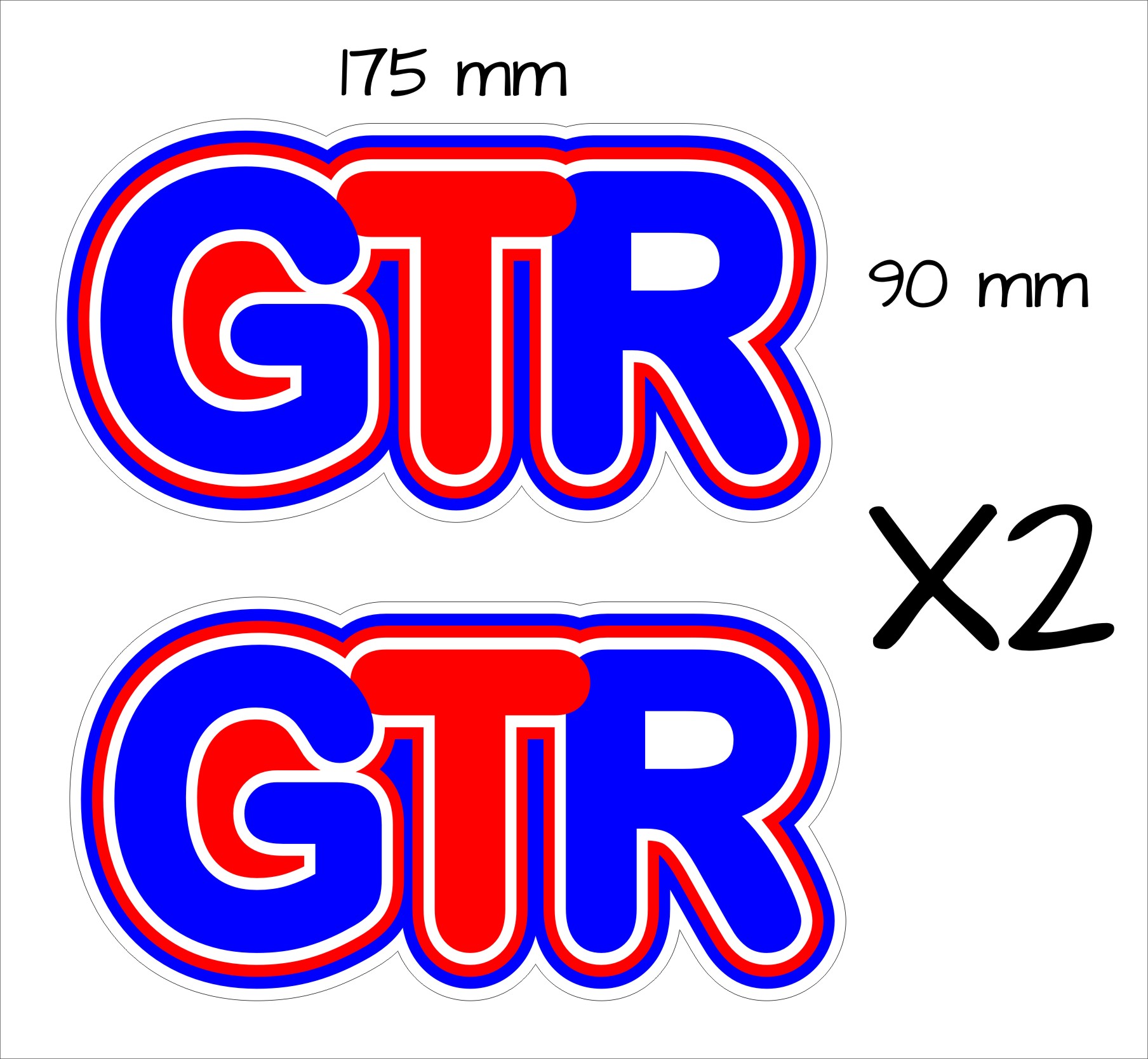 GTR Stickers TWO (2) 175 x 90 mm each - Crazy Fish