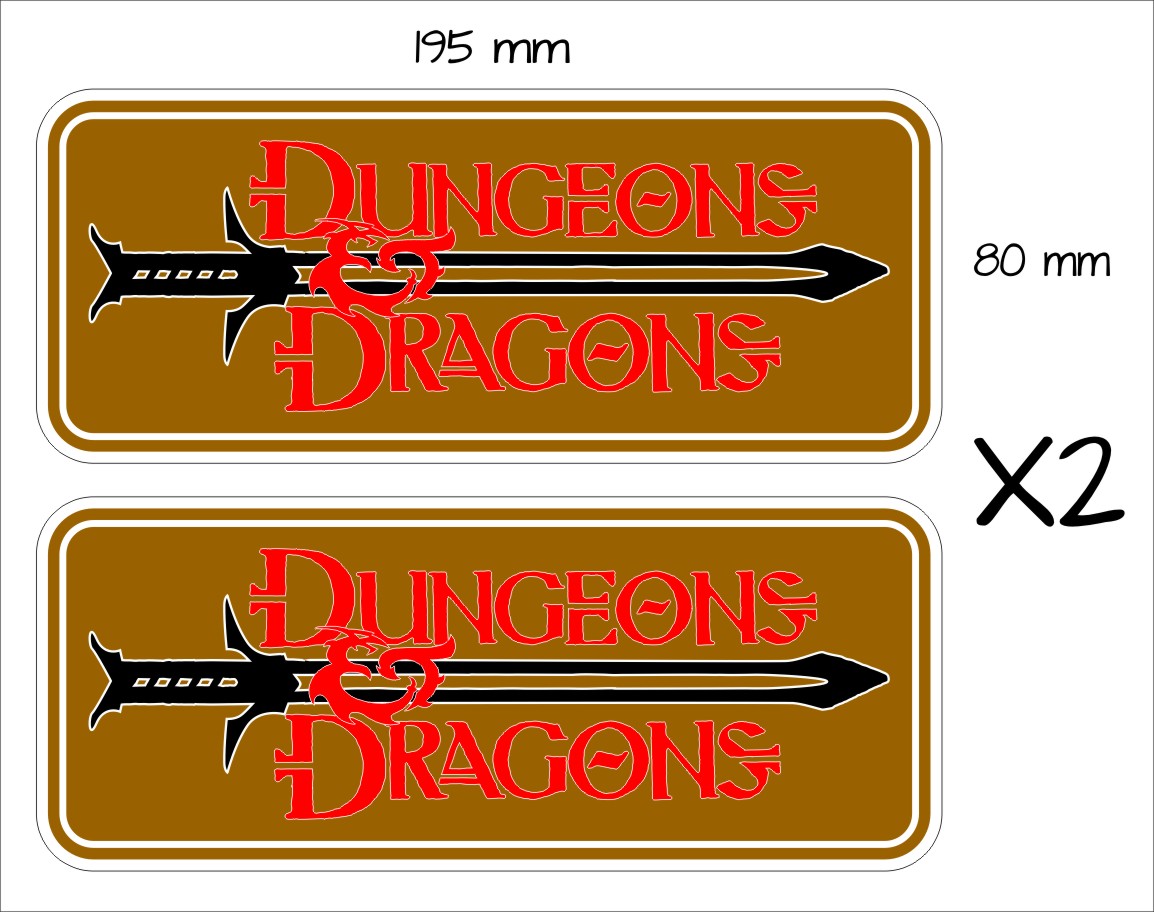Dungeons and Dragons Stickers TWO (2) 195 x 80 mm each - Crazy Fish