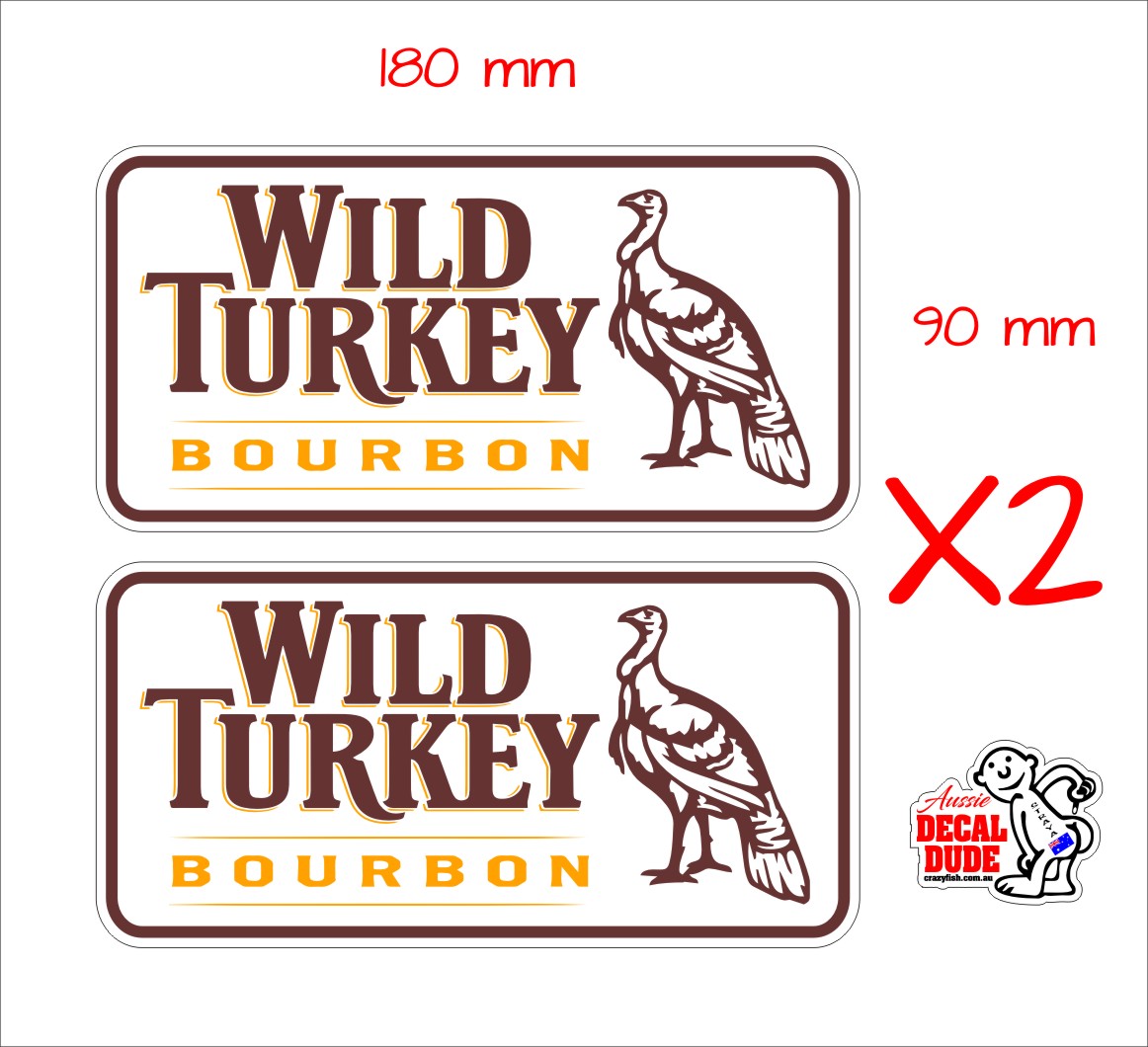 Wild Turkey Stickers TWO (2) 180 X 90 mm each - Crazy Fish