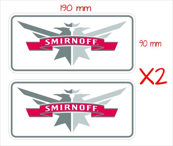 Smirnoff Stickers TWO (2) 190 x 90 mm each - Crazy Fish