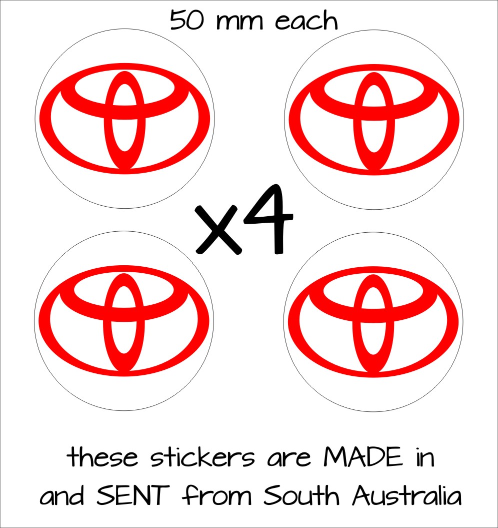 Toyota rim cap Stickers FOUR (4) 50 mm each - Crazyfish