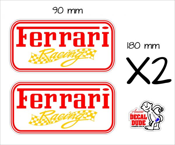 Ferrari Racing Stickers TWO (2) 180 x 90 mm each - Crazy Fish