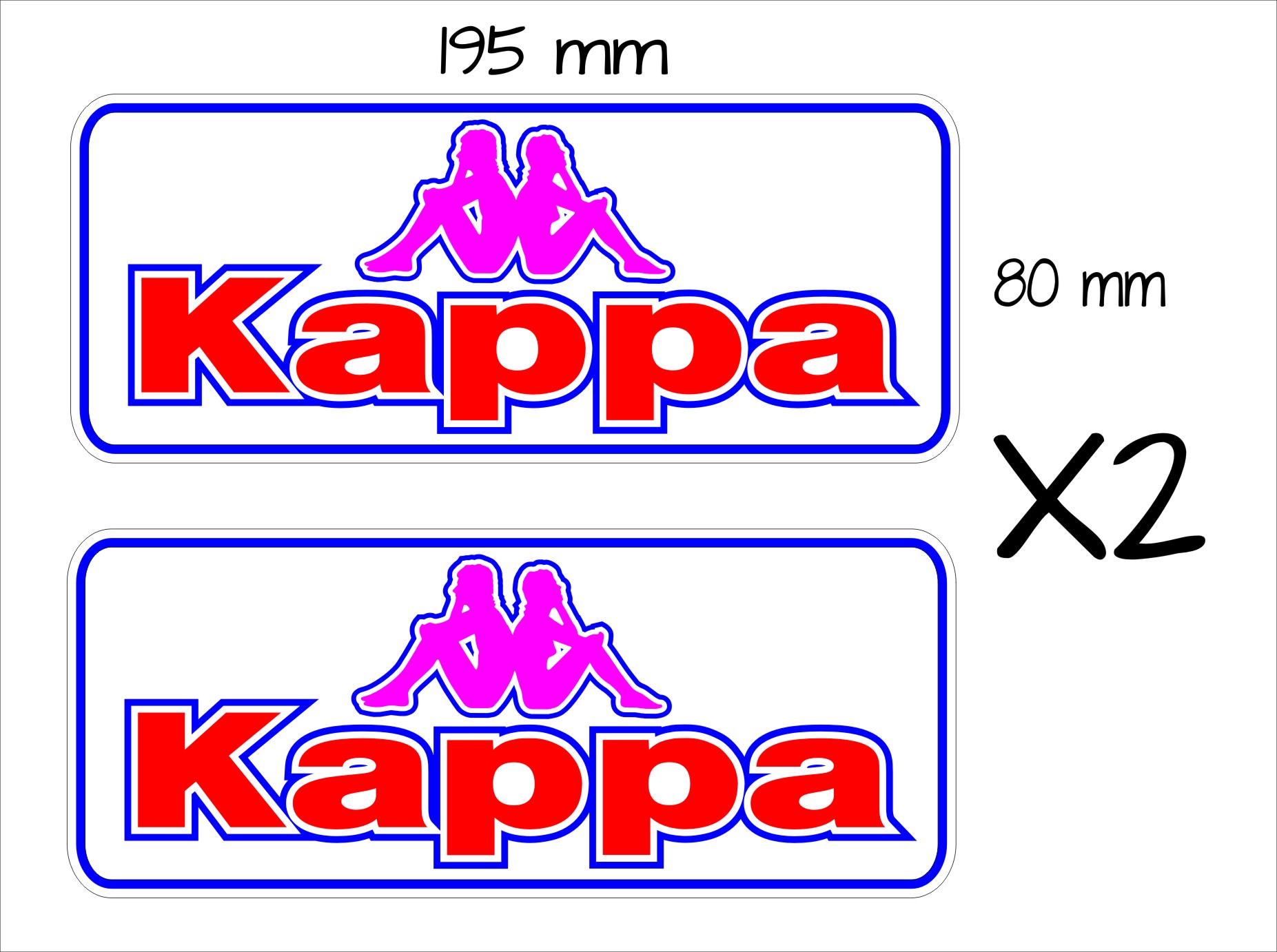 Kappa Stickers TWO (2) 195 x 80 mm each - Crazy Fish